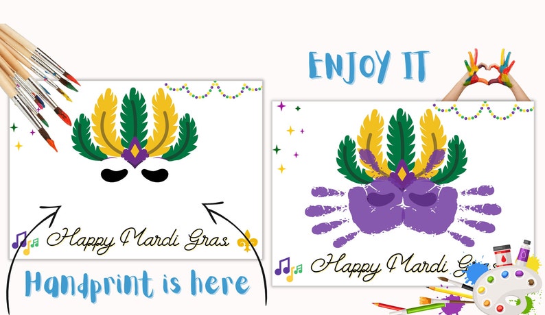 Mardi Gras Handprint Footprint Art Craft Baby Footprint Kids - Etsy