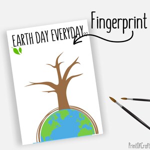 Earth Day Fingerprint Handprint Craft, Happy Earth Day Footprint Art ...