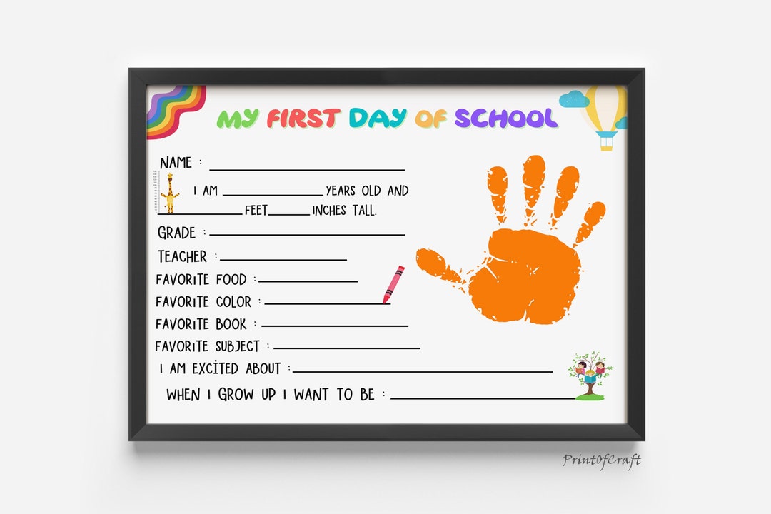 Back to School Handprint Art, All About Me Questionnaire, First Day of ...