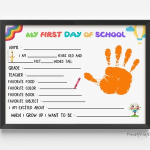 Back to School Handprint Art, All About Me Questionnaire, First Day of ...