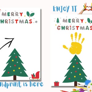 Merry Christmas Handprint Craft Art, Baby Toddler Kids DIY Craft, First ...