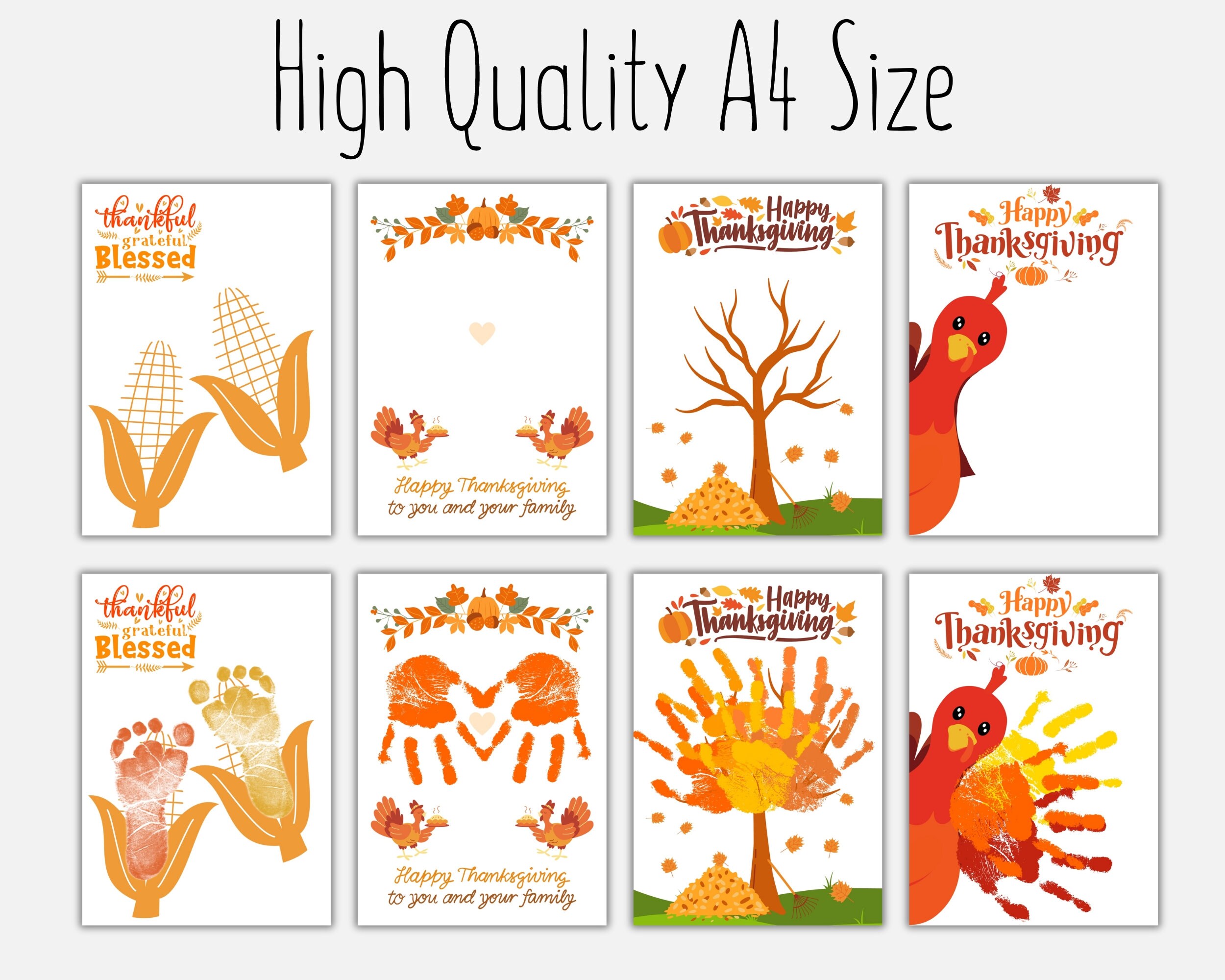 Thanksgiving Handprint Art Bundle, Handprint Craft, Printable, Turkey ...