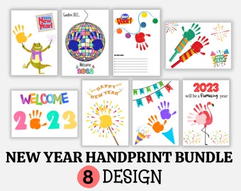New Year Handprint Art - Etsy