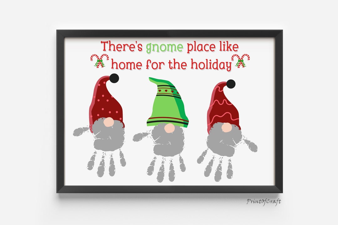 Gnome Christmas Handprint Art Craft, Christmas Footprint Printable ...