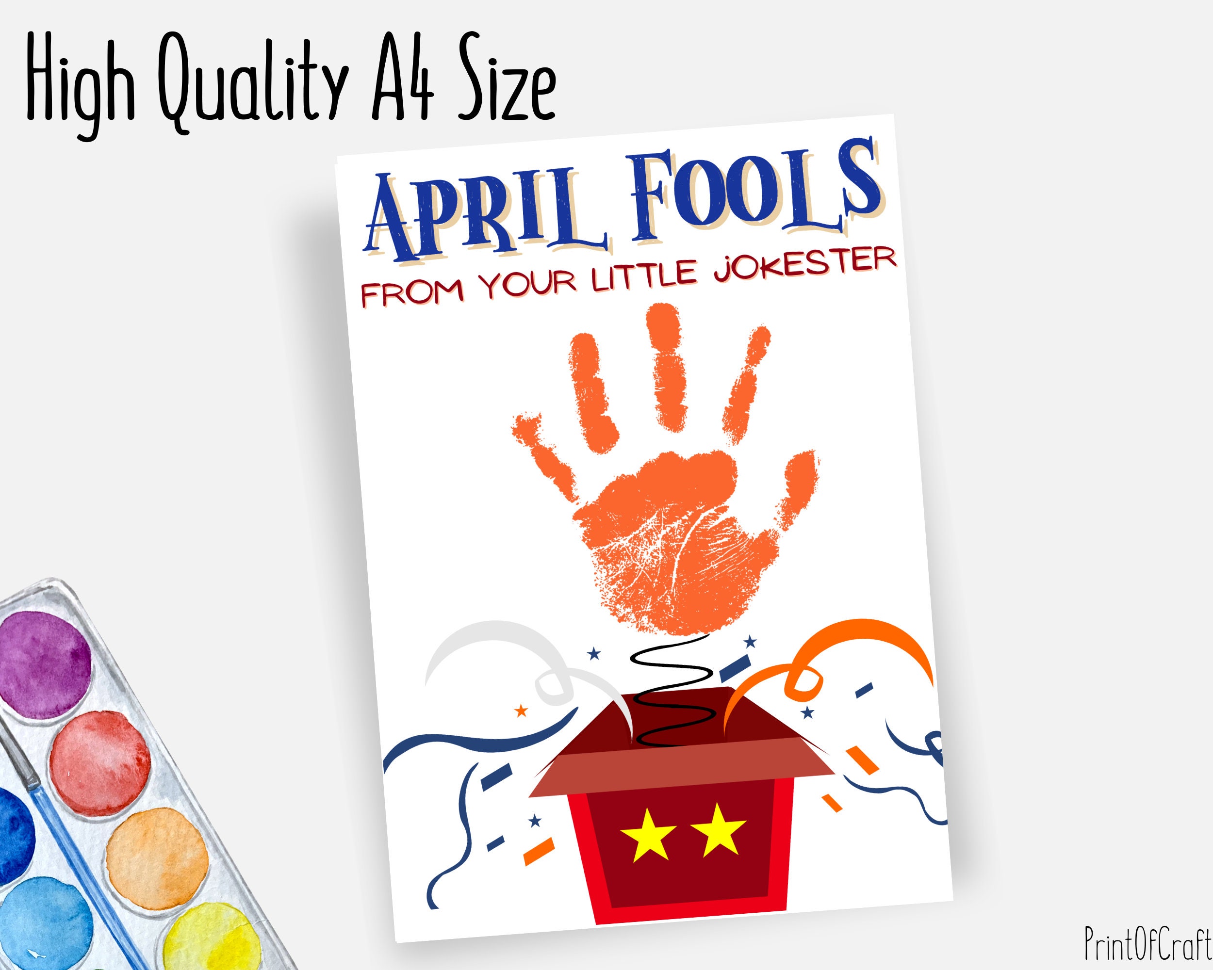 April Fools Day Craft Handprint Art, Toddler 1st April Keepsake, April ...