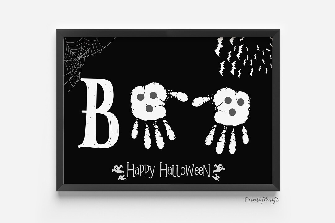 Boo Halloween Art Craft Keepsake, Printable Handprint Art Craft, Ghost ...
