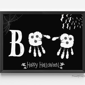 Boo Halloween Art Craft Keepsake, Printable Handprint Art Craft, Ghost ...