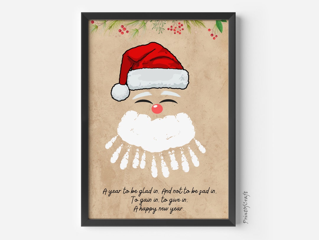 Christmas Handprint Craft, Christmas Santa Handprint Art, Christmas ...