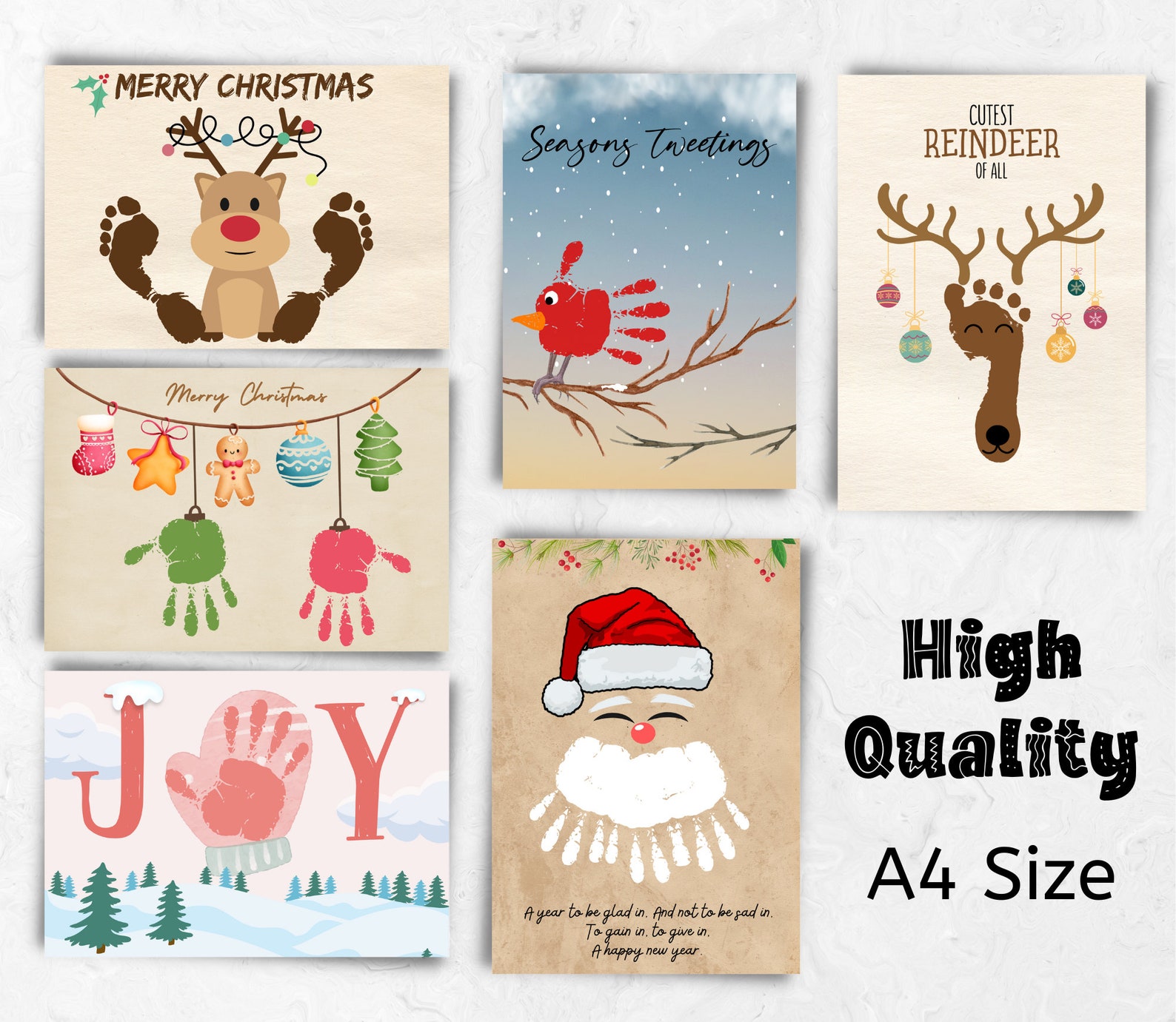 Christmas Handprint Footprint DIY Art Craft Bundle Printable - Etsy