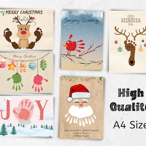 Christmas Handprint Footprint DIY Art Craft Bundle, Printable Christmas ...