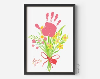 Mothers Day Footprint Handprint Art Craft, Mothers Day Printable Gift ...
