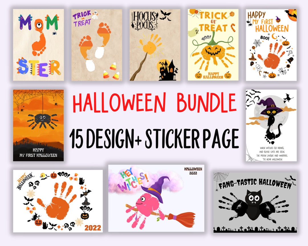 Halloween Handprint Footprint Craft Bundle, Halloween Handprint Art ...