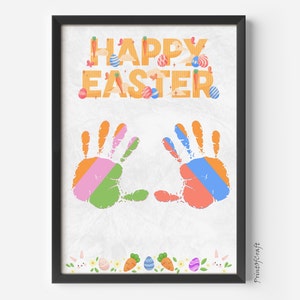 Happy Easter Handprint Art, Easter Footprint Handprint Eggs, Printable ...
