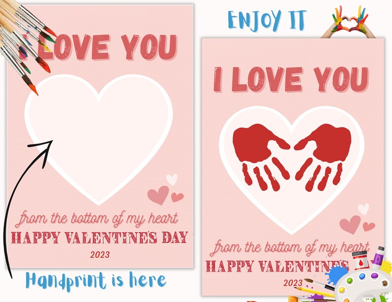 Valentines Day Handprint Footprint Art Craft Valentines Day - Etsy