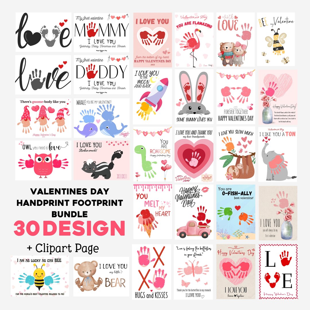 Valentines Day Handprint Footprint Art Craft, Valentines Day Baby Gift ...