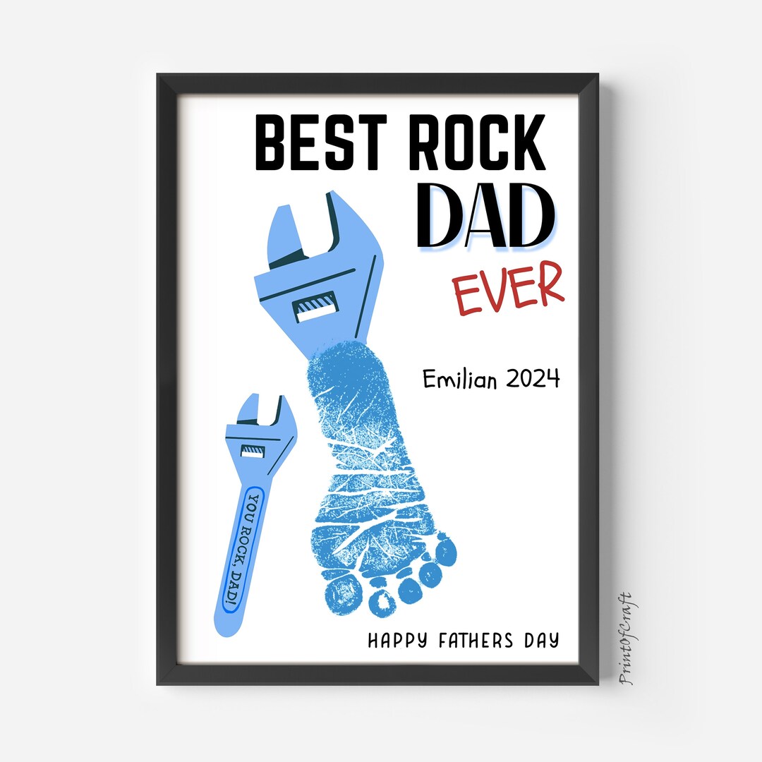 Father's Day Footprint Art Craft, Dad Daddy Footprint Craft, Father's ...