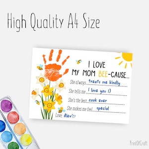 Mother's Day Handprint Art Craft, Mommy Printable Handprint Kids Craft ...