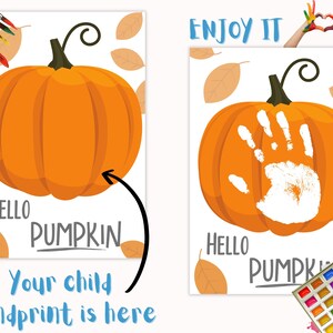 Hello Pumpkin Handprint Art, Pumpkin Handprint Craft, Kids Toddler Baby ...