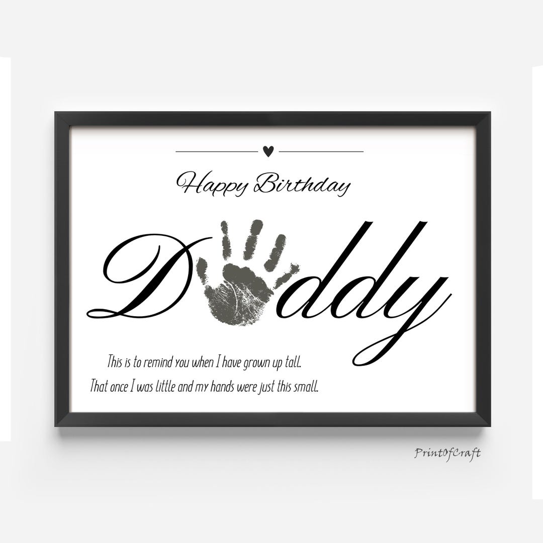Happy Birthday Handprint Daddy Card, Printable Dad Birthday Gift From ...