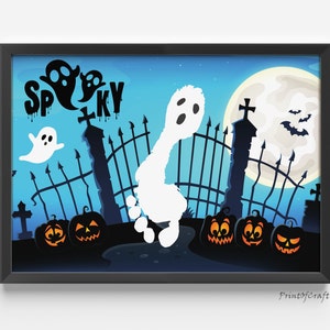 Halloween Handprint Ghost Craft, Footprint Art for Hallowen From Kids ...