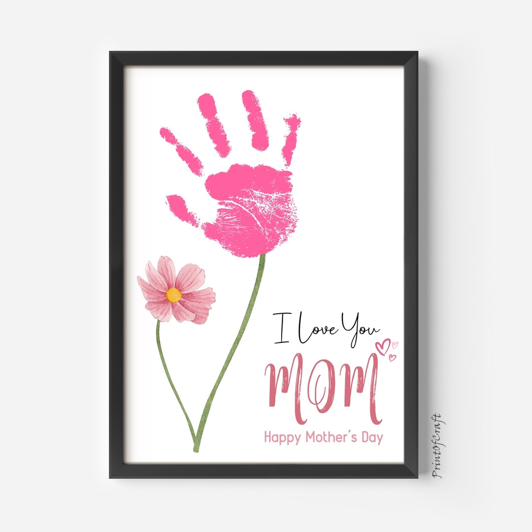 Mother's Day Handprint Art Craft, Mommy Grandmother Handprint Footprint ...
