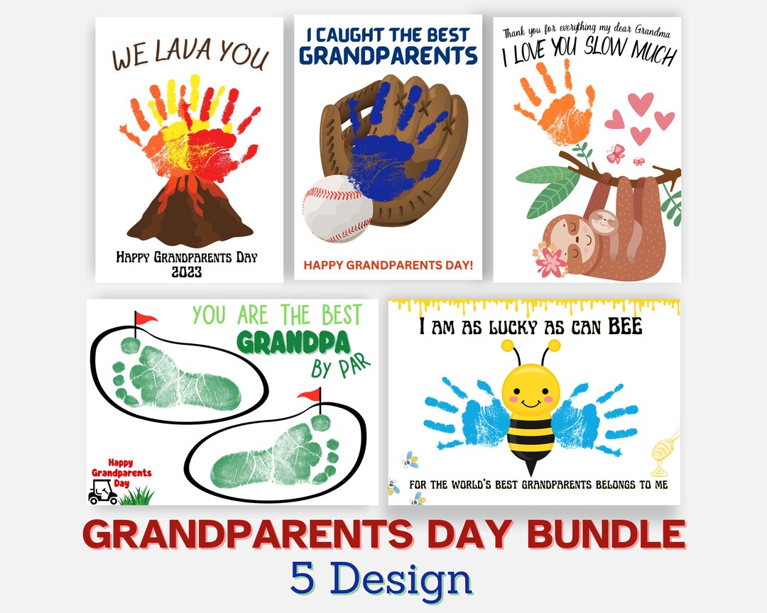 Grandparents Day Handprint Footprint Art Craft, Grandparents Day DIY ...