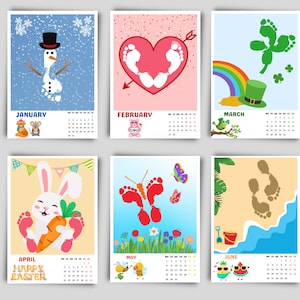 2025 Footprint Calendar, Footprint Handprint Art Craft DIY Gift Child ...