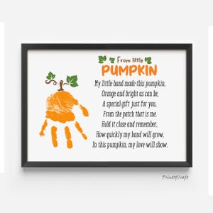Pumpkin Poem Handprint Printable Art Craft, DIY Pumpkin Autumn Kids ...