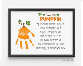 Pumpkin Poem Handprint Printable Art Craft, DIY Pumpkin Autumn Kids ...
