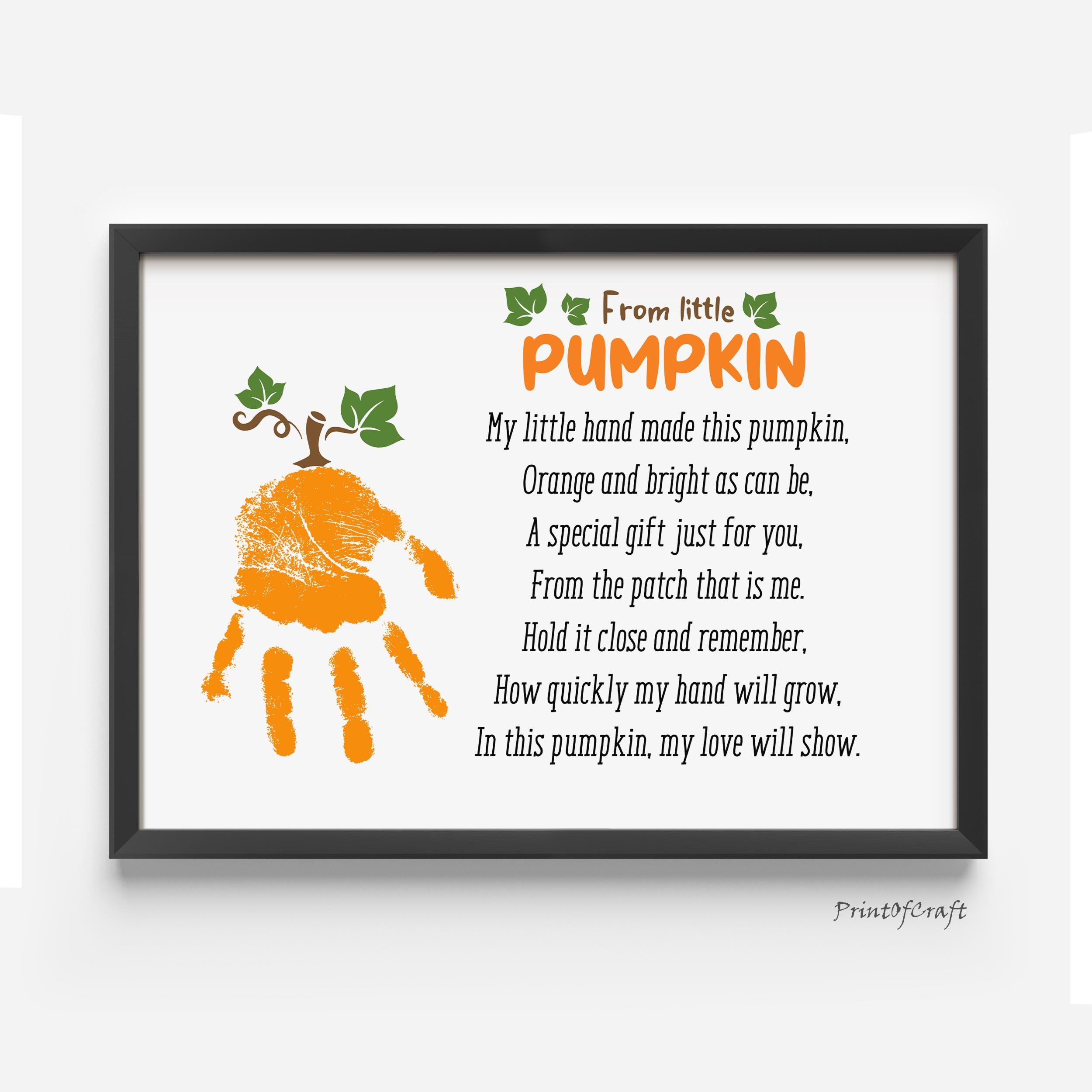 Pumpkin Poem Handprint Printable Art Craft, DIY Pumpkin Autumn Kids ...