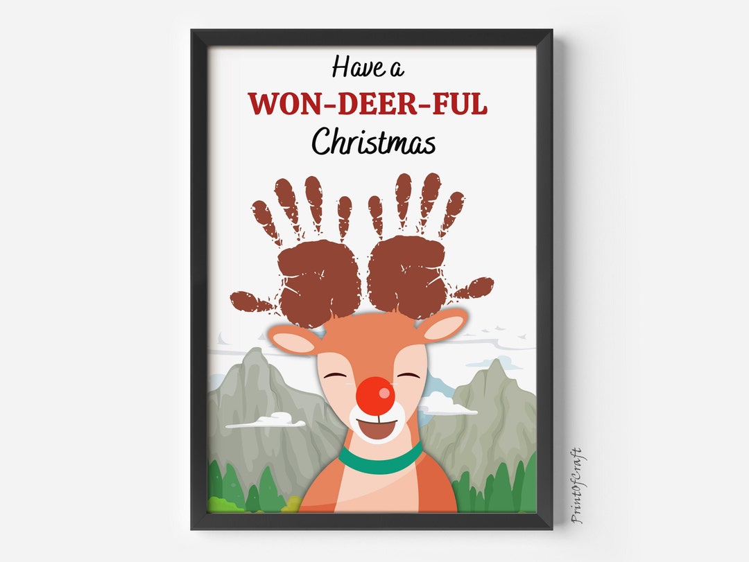 Christmas Handprint Art Reindeer, Preschool Handprint Footprint Art ...