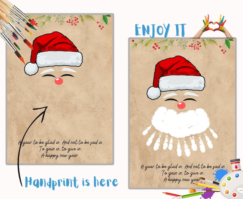 Christmas Handprint Footprint DIY Art Craft Bundle Printable - Etsy