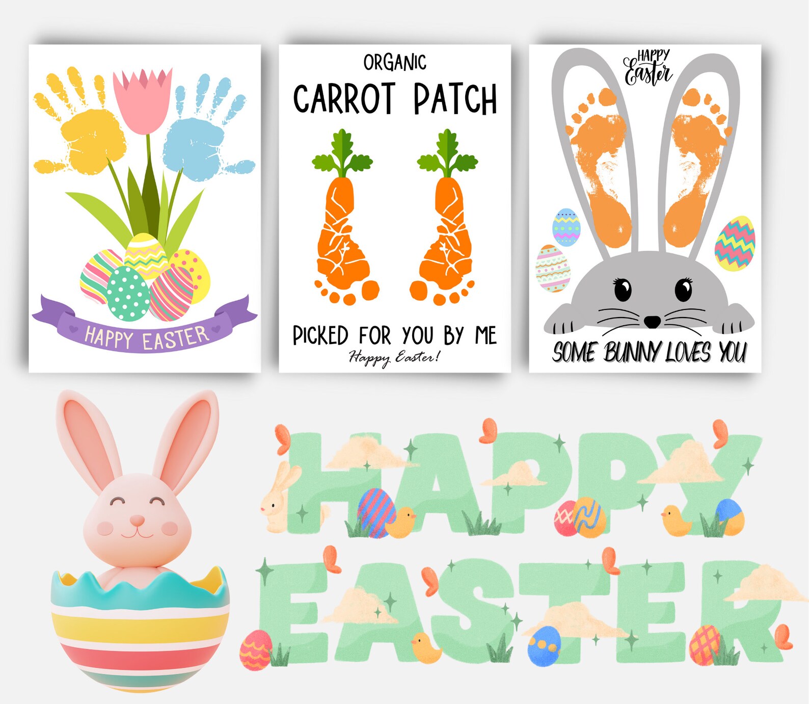 Easter Handprint Footprint Bundle Craft, Easter Handprint Art ...