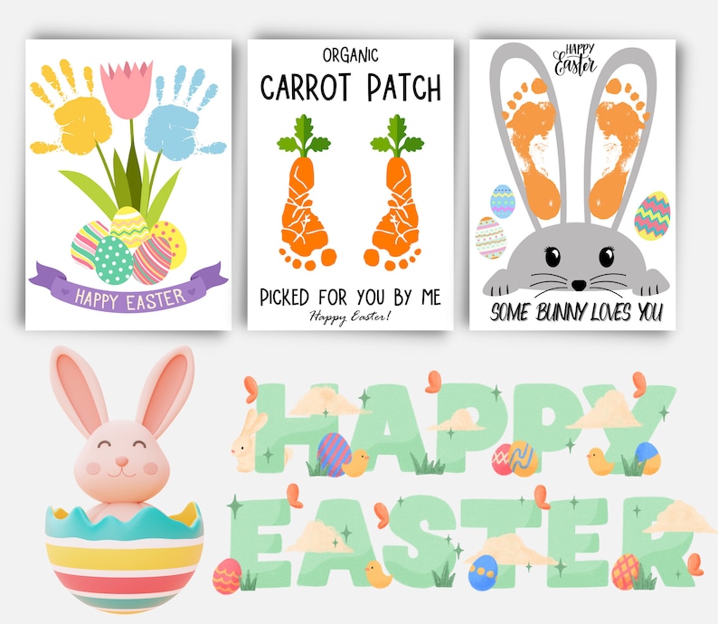 Easter Handprint Footprint Bundle Craft Easter Handprint Art - Etsy