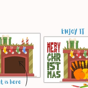 Christmas Handprint Footprint Art Craft, Christmas Fireplace DIY ...