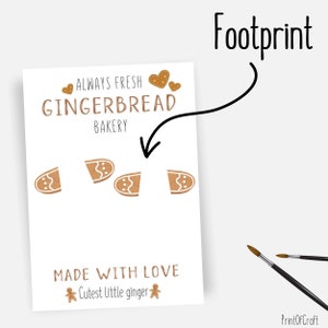 Christmas Gingerbread Footprint Craft, Printable Christmas Handprint ...