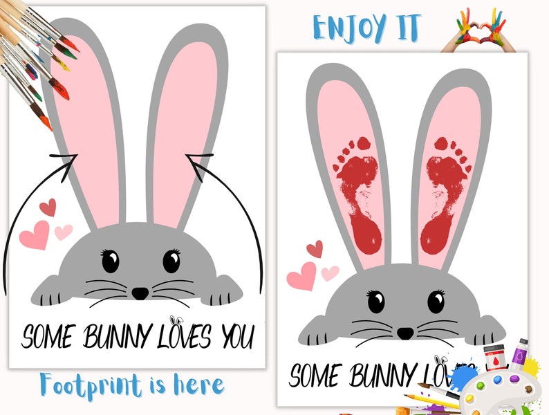 Valentines Day Footprint Handprint Craft Love Art Craft - Etsy