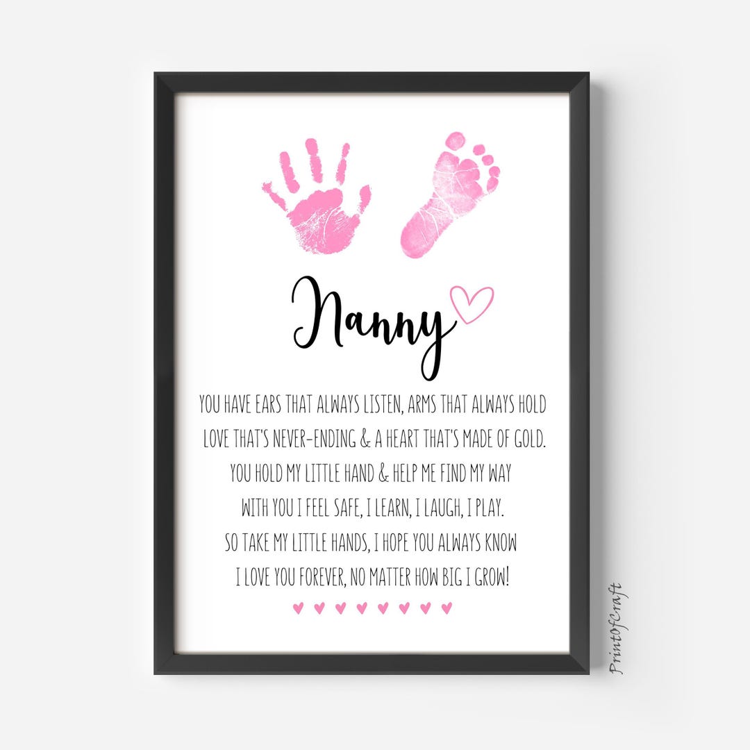 Nanny Mothers Day Poem Handprint Art Craft, Mothers Day Printable Gift ...