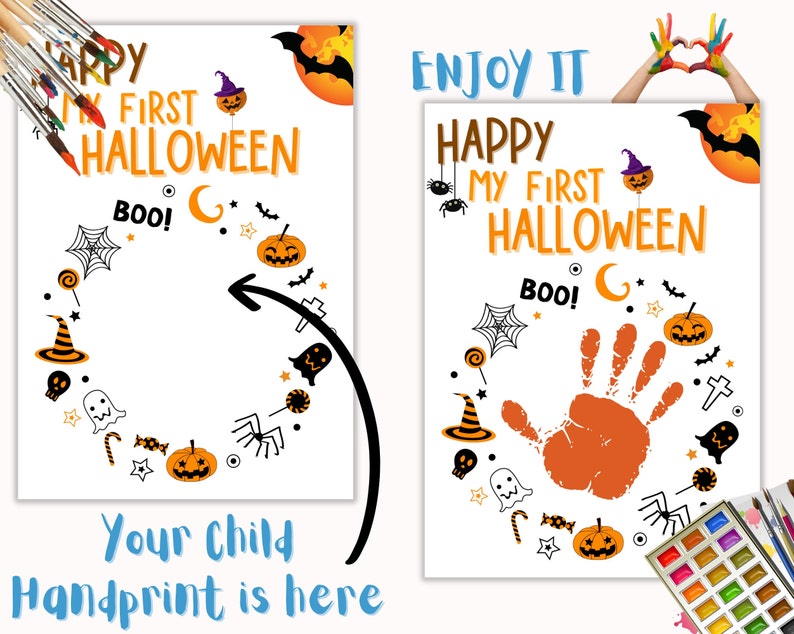 My First Halloween Handprint Art, Handprint Craft for Hallowen From ...