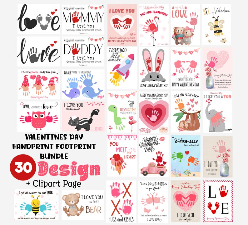 Valentines Day Handprint Footprint Art Craft Valentines Day - Etsy