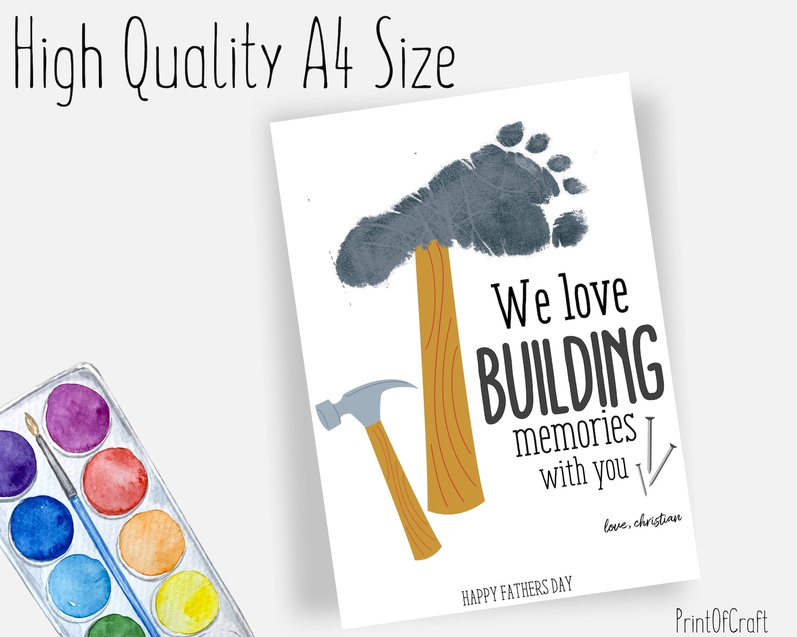 Footprint Craft for Father's Day, Handprint Art Kids Craft Toddler ...