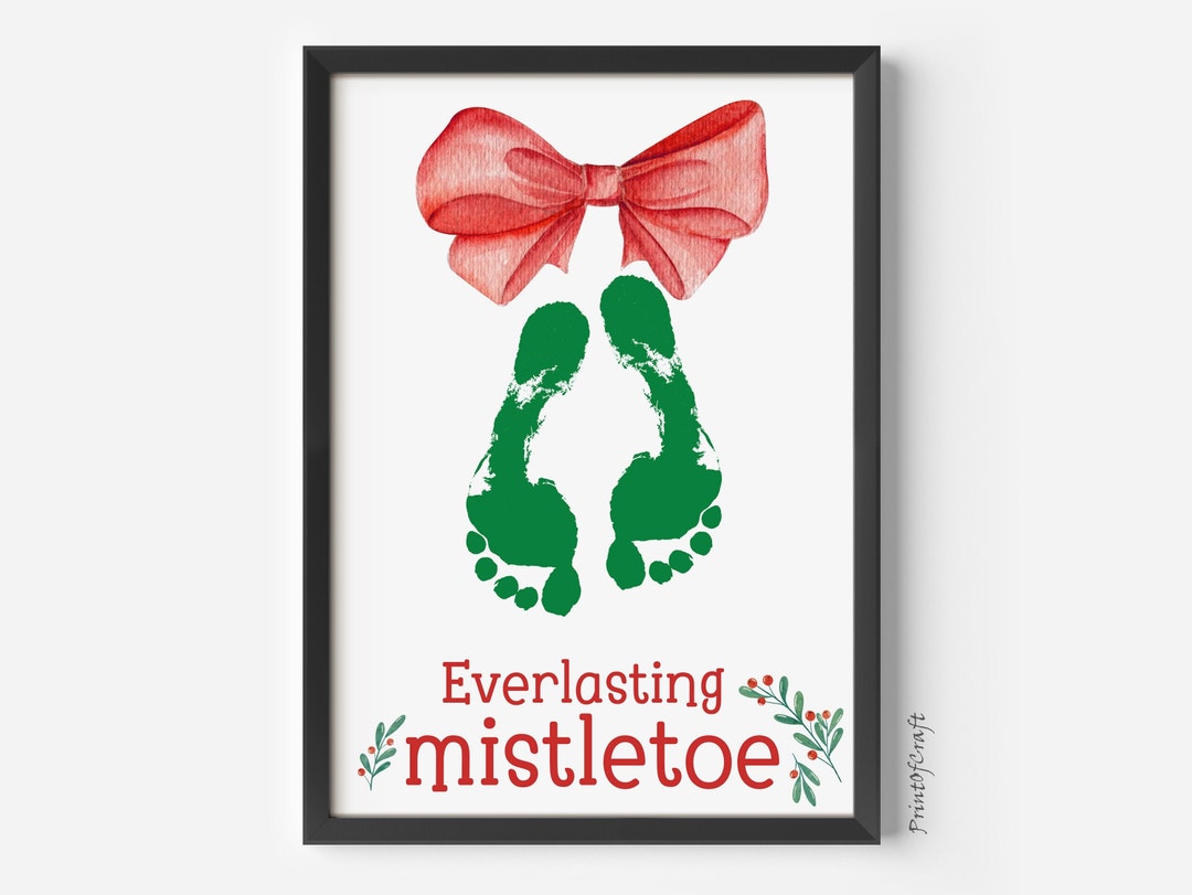 Christmas Mistletoe Handprint Footprint Art, Christmas Baby Toddler ...