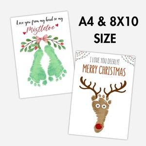 Christmas Handprint Footprint DIY Art Craft Bundle, Printable Christmas ...