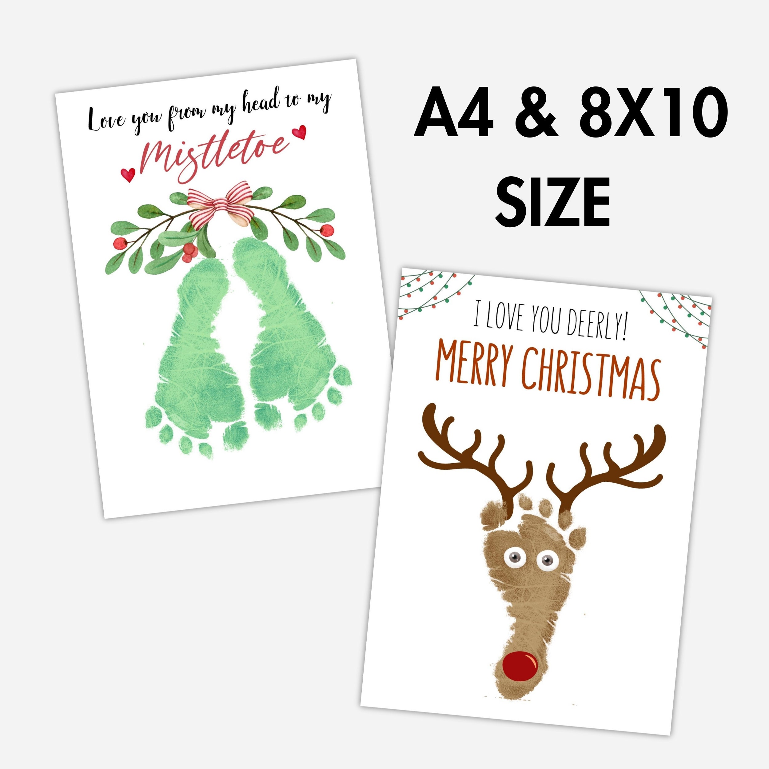Christmas Handprint Footprint DIY Art Craft Bundle, Printable Christmas ...