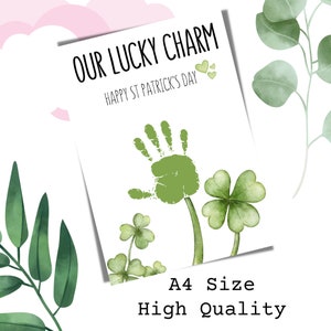 St Patrick's Lucky Charm Handprint Art Craft, Printable St Patrick's ...
