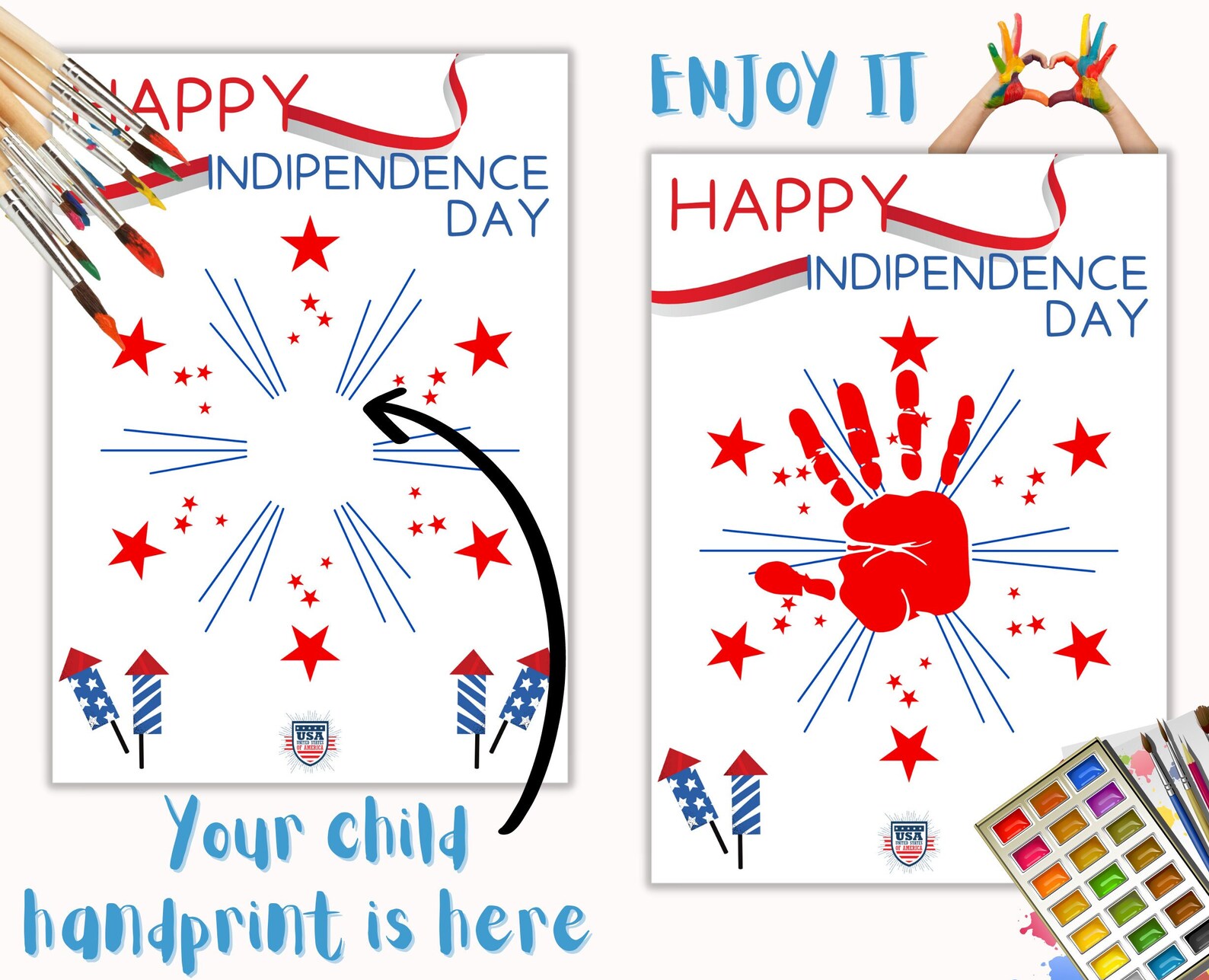 Happy 4th of July Handprint Craft Kids Handprint for - Etsy