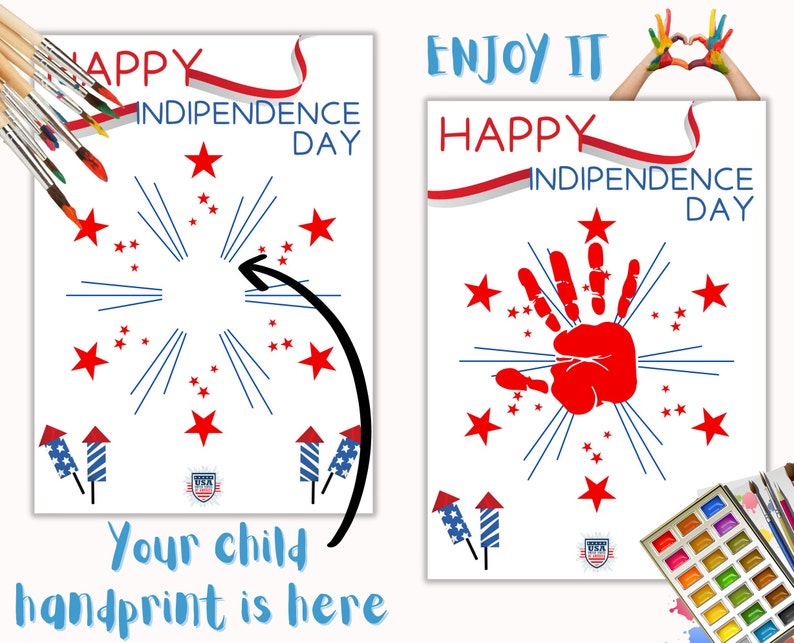 Happy 4th of July Handprint Craft Kids Handprint for - Etsy