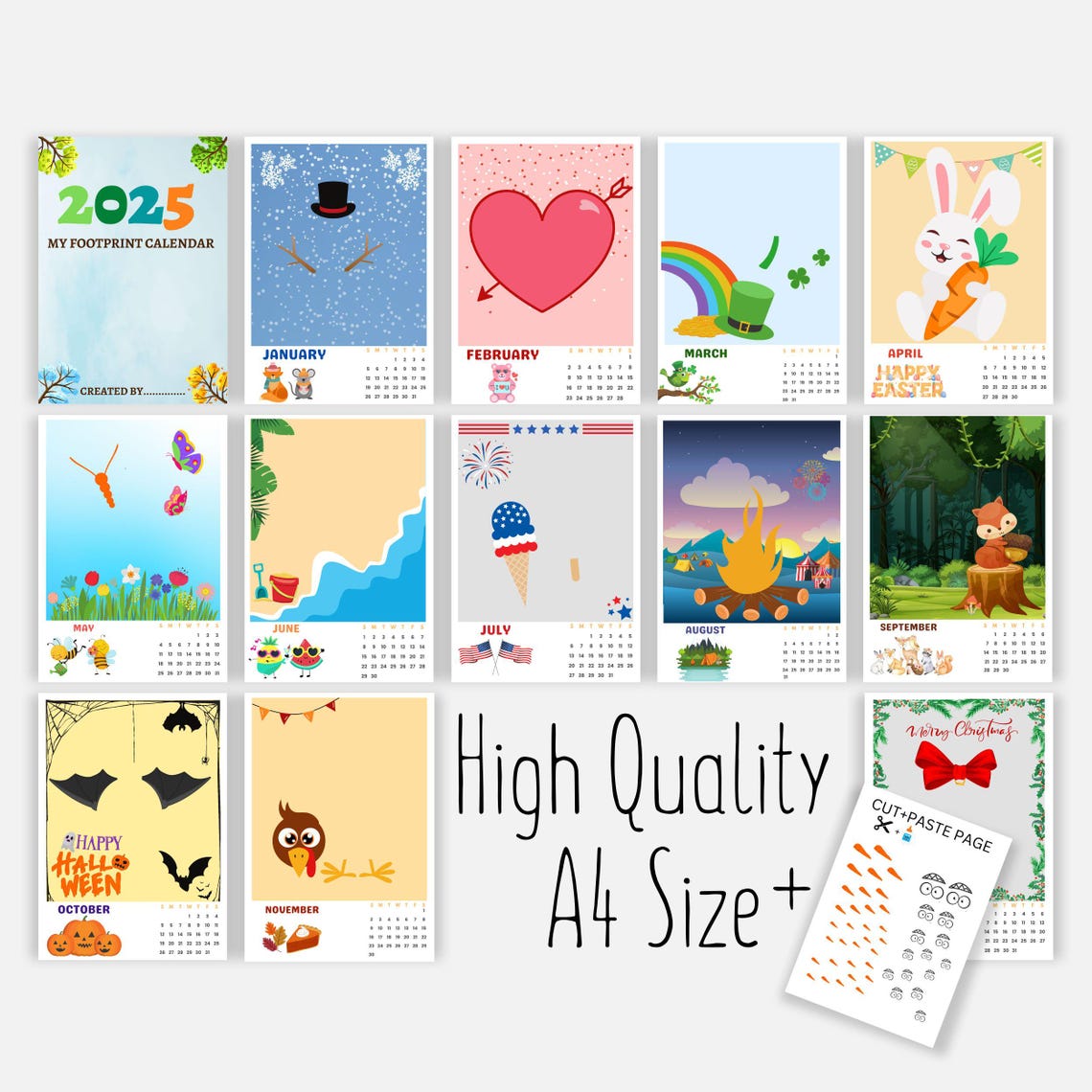 2025 Footprint Calendar, Footprint Handprint Art Craft DIY Gift Child ...