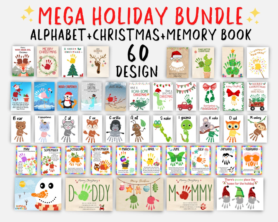Christmas Handprint Mega Holiday Art, Handprint Alphabet Book Footprint ...