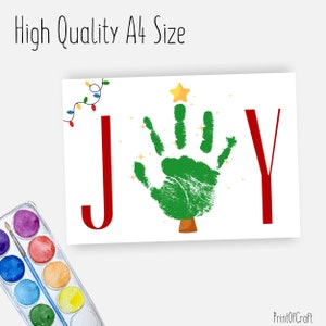 Christmas Handprint JOY Craft, Printable Christmas Handprint Footprint ...